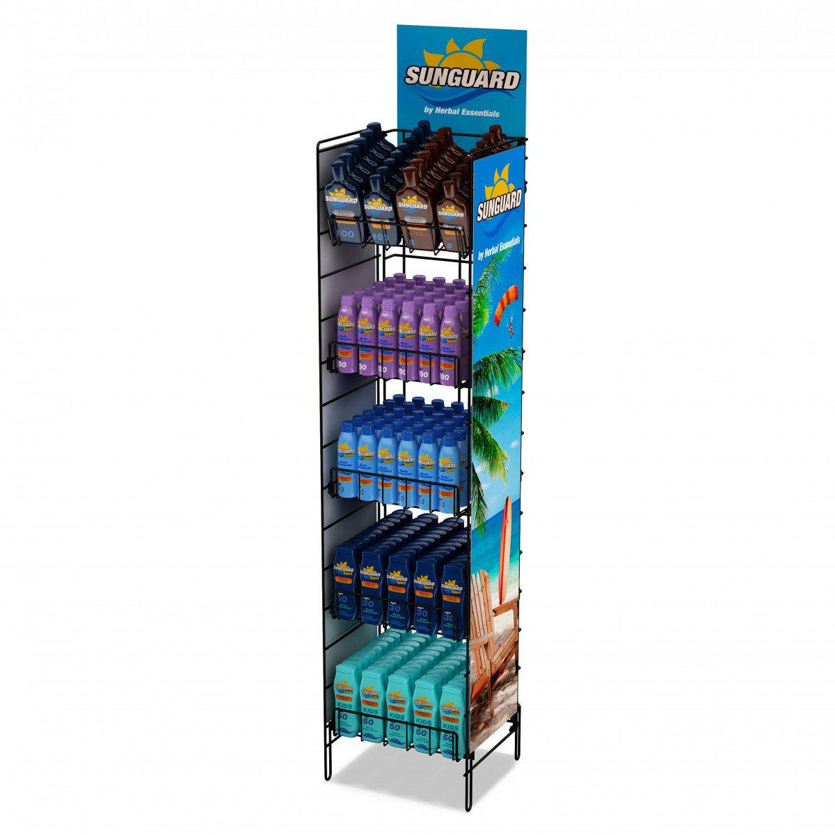 Fold Up Floor Supermarket Display Racks 16" Wide Rack Shelving System