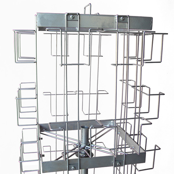 Four Sided 1680mm High 485mm Wide Rotating Display Rack With Wheels