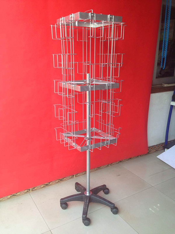 Four Sided 1680mm High 485mm Wide Rotating Display Rack With Wheels